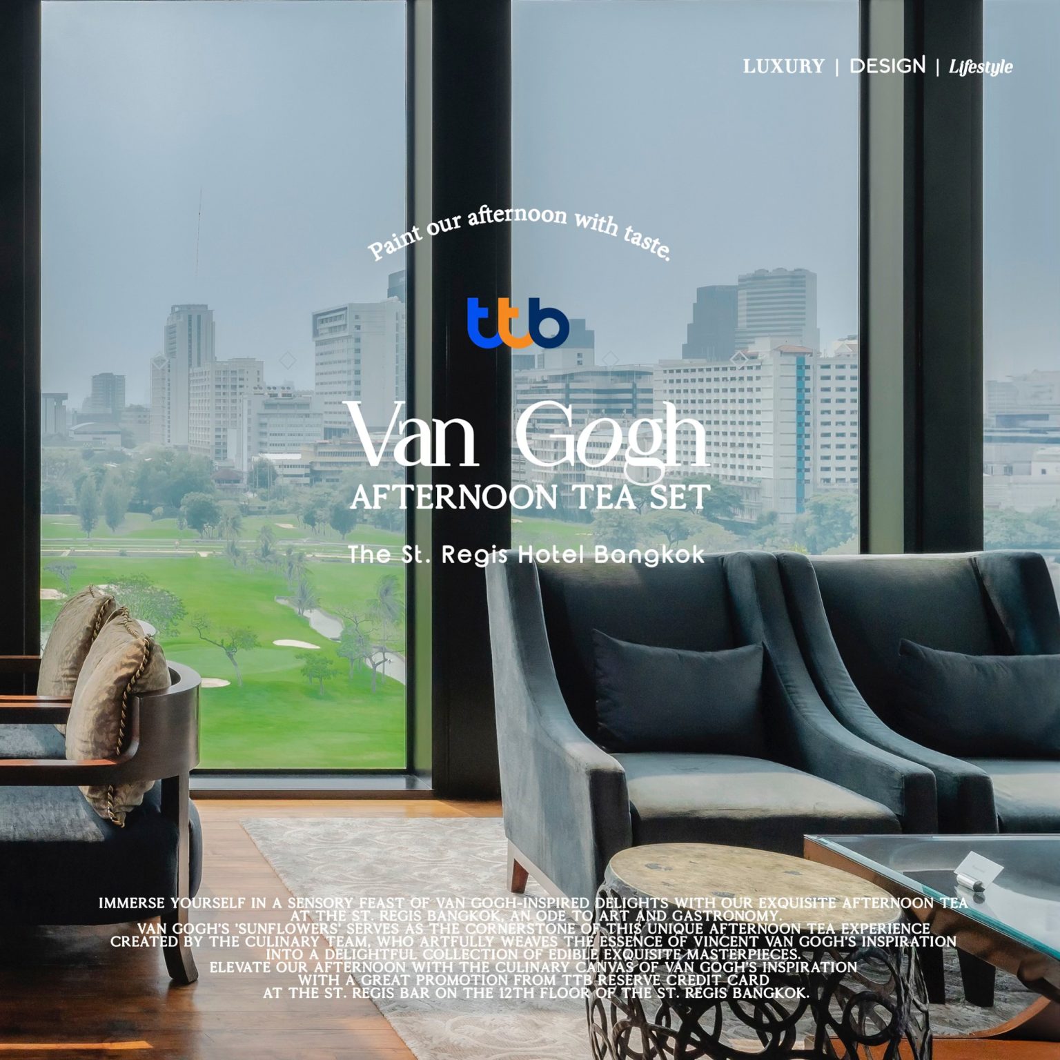 ttb Van Gogh Afternoon tea set. The St. Regis Bangkok | KANT